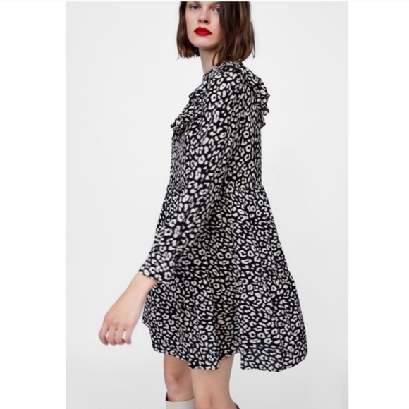 Zara | Dresses | Zara Animal Print Longsleeve Mini Dress | Poshmark